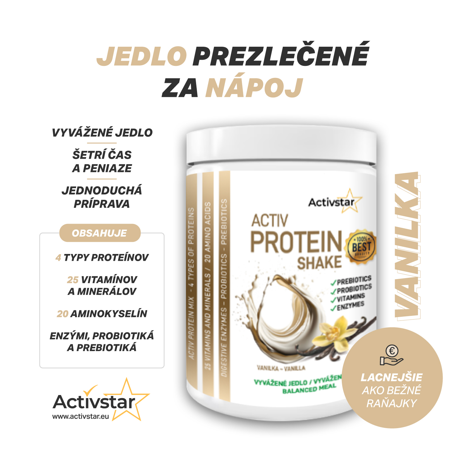 Activstar - Activ Protein shake Vanília 480 g | activstar.eu